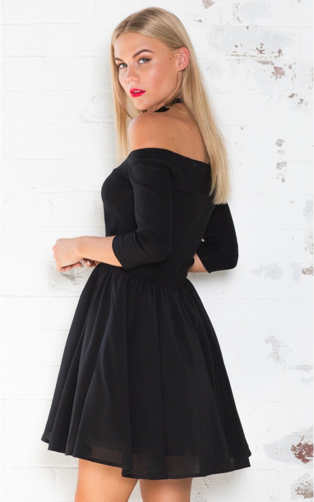 Upper Class Dress In Black Showpo