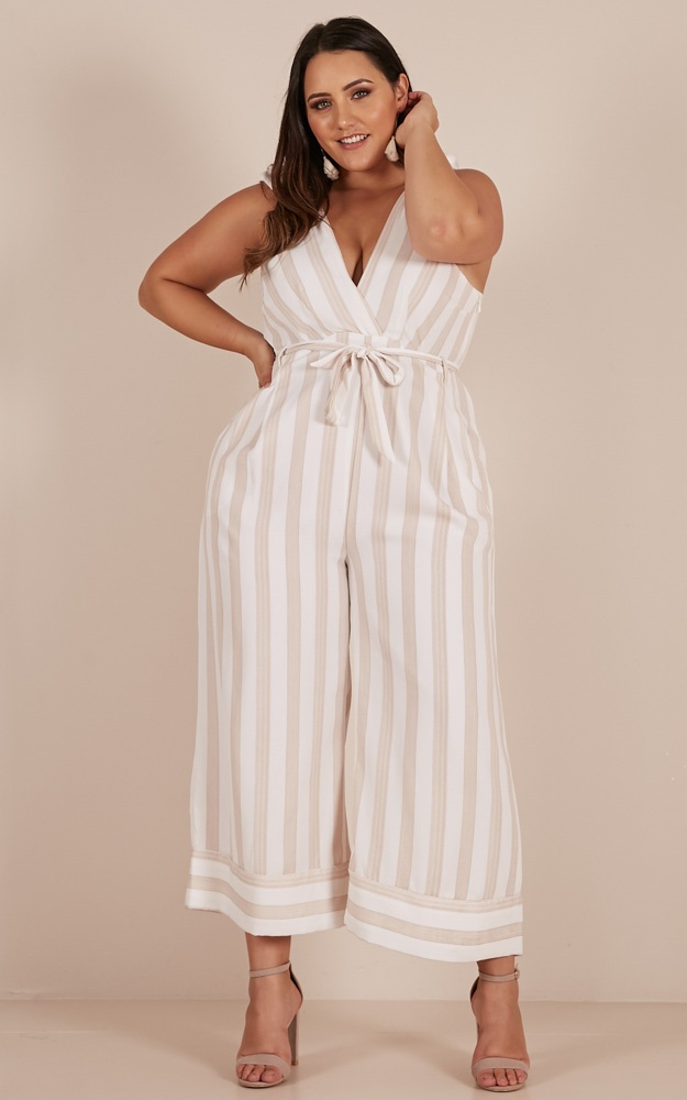 Love Triangle Jumpsuit In Blush Stripe | Showpo